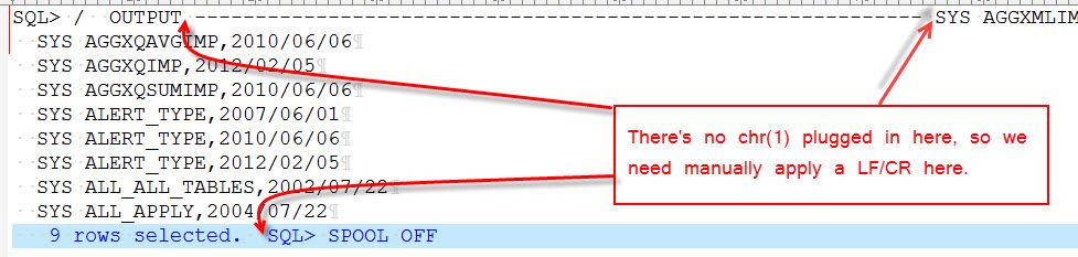 spool导出txt文本如何去除换行符 - Oracle开发 - ITPUB论坛－专业的IT技术社区